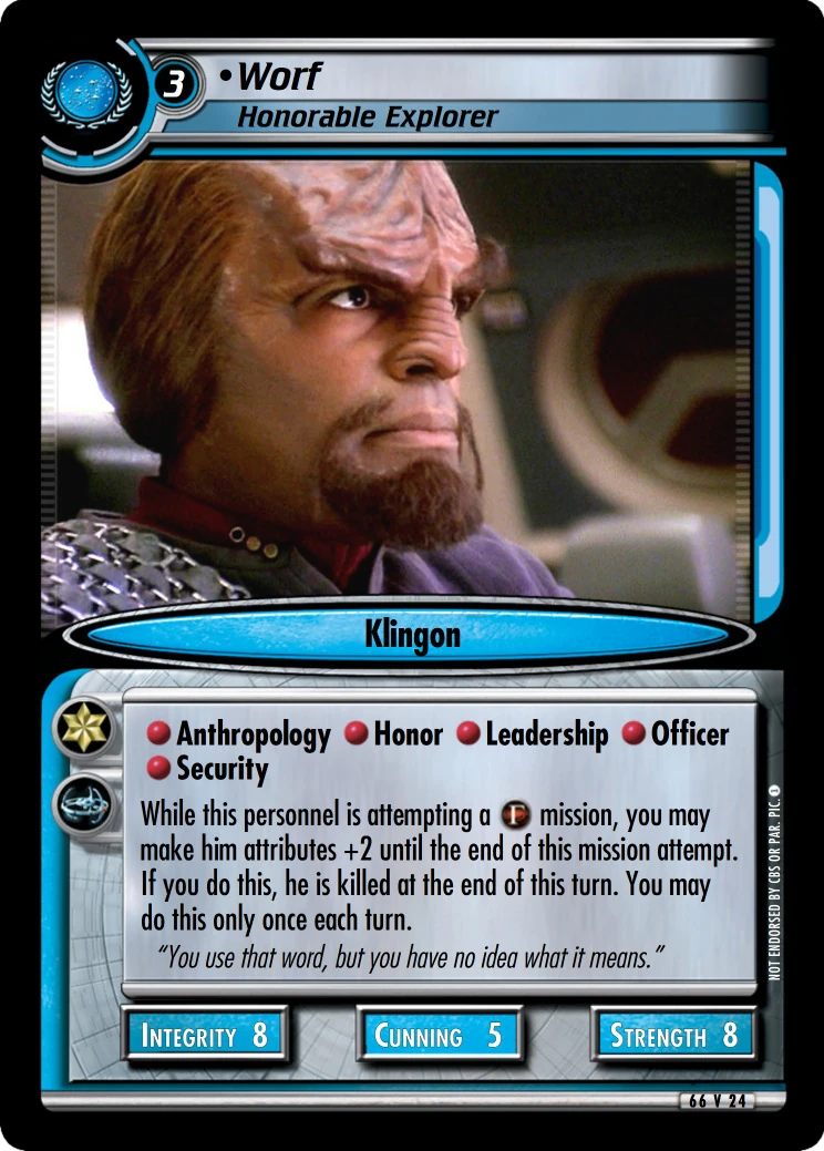 Worf - Honorable Explorer (WNOHGB) | CardGuide Wiki | Fandom