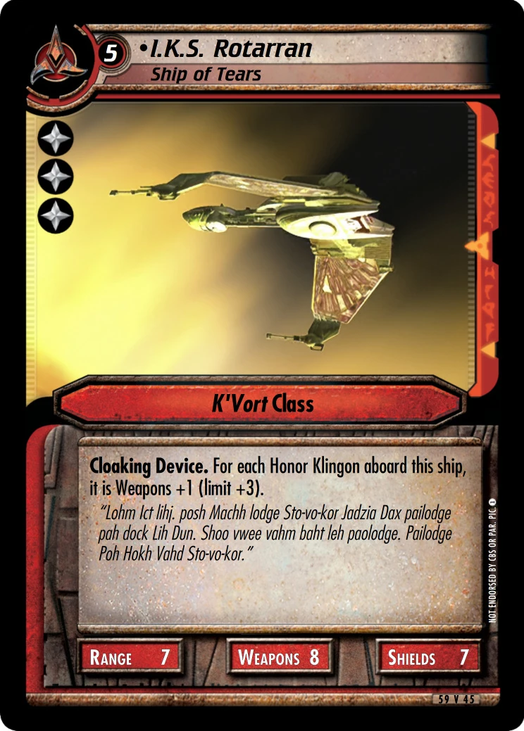 I.K.S. Rotarran - Ship of Tears (SSK) | CardGuide Wiki | Fandom