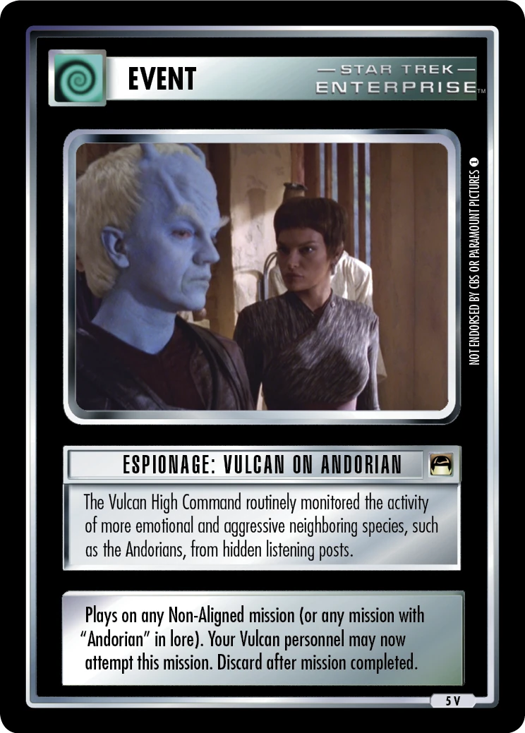 Espionage: Vulcan on Andorian (LLaP) | CardGuide Wiki | Fandom