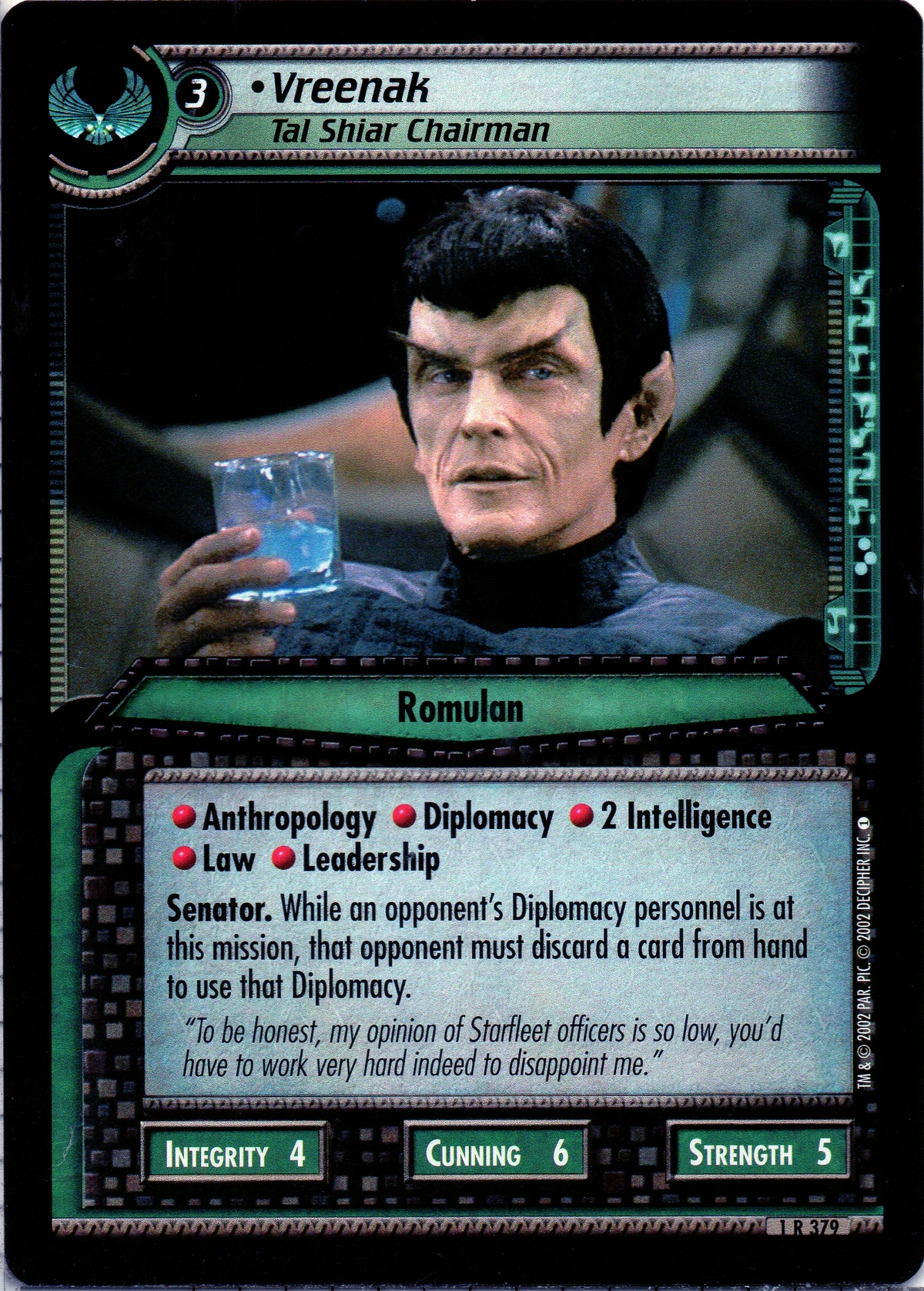 Vreenak - Tal Shiar Chairman (2E) | CardGuide Wiki | Fandom