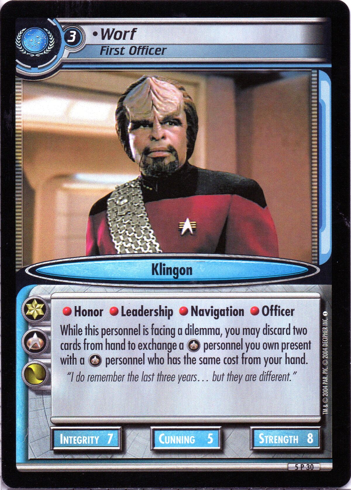Worf First Officer Ft Cardguide Wiki Fandom