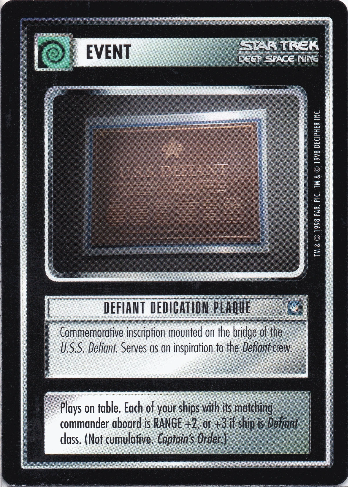 Defiant Dedication Plaque (DS9) | CardGuide Wiki | Fandom
