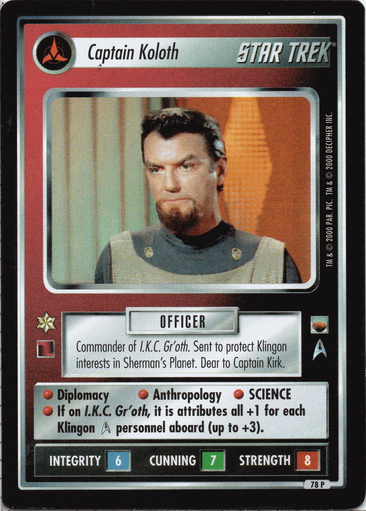 Captain Koloth Ttwt Cardguide Wiki Fandom