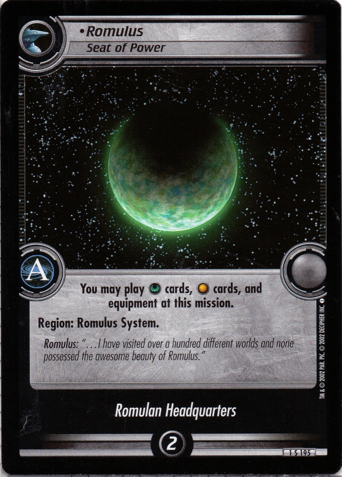 Romulus - Seat of Power (2E) | CardGuide Wiki | Fandom