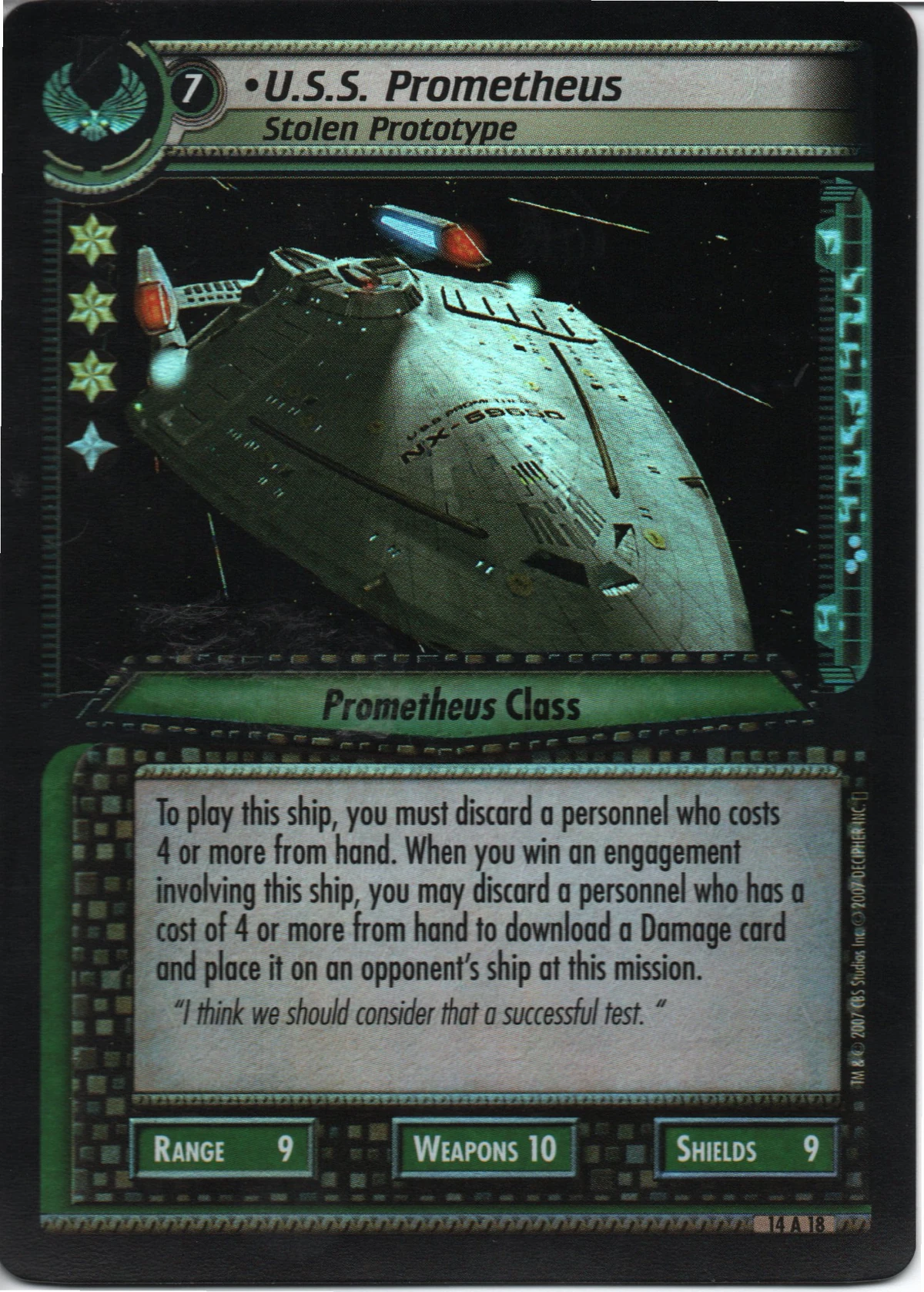 U.S.S. Prometheus - Stolen Prototype (Archive) | CardGuide Wiki | Fandom
