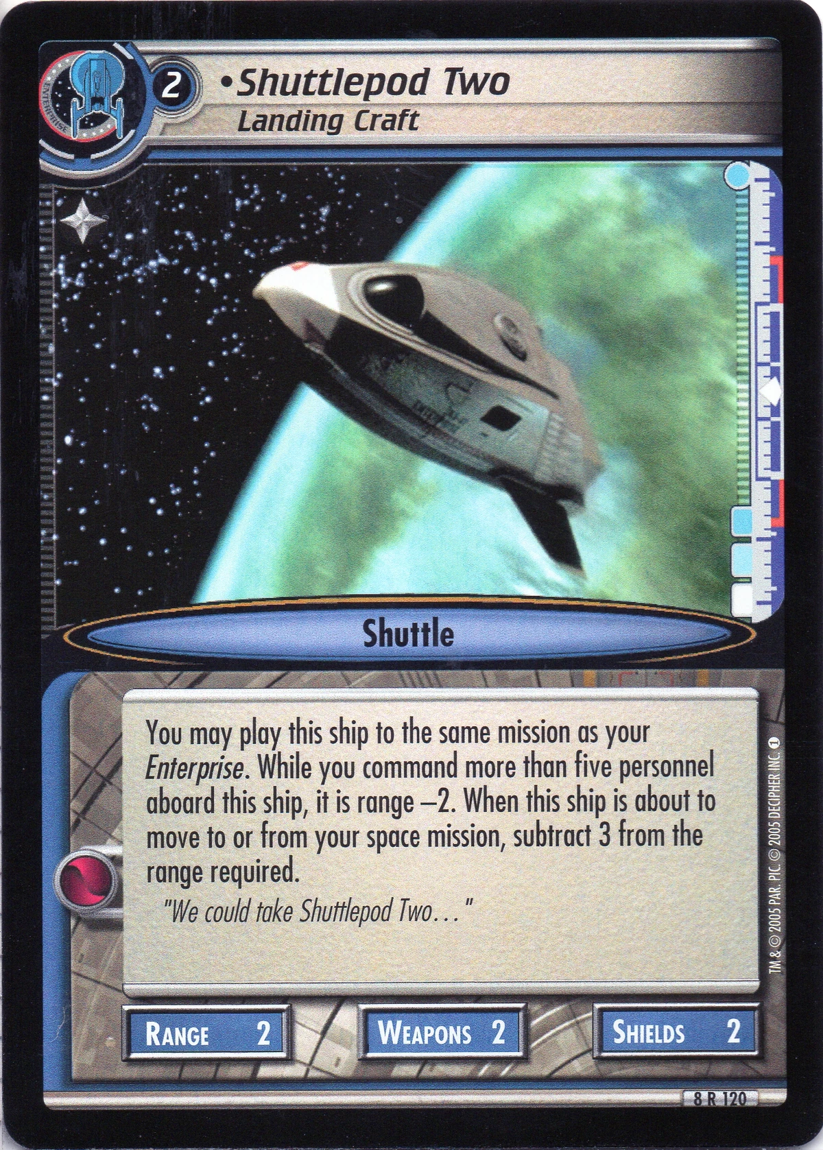 Shuttlepod Two - Landing Craft (TBG) | CardGuide Wiki | Fandom