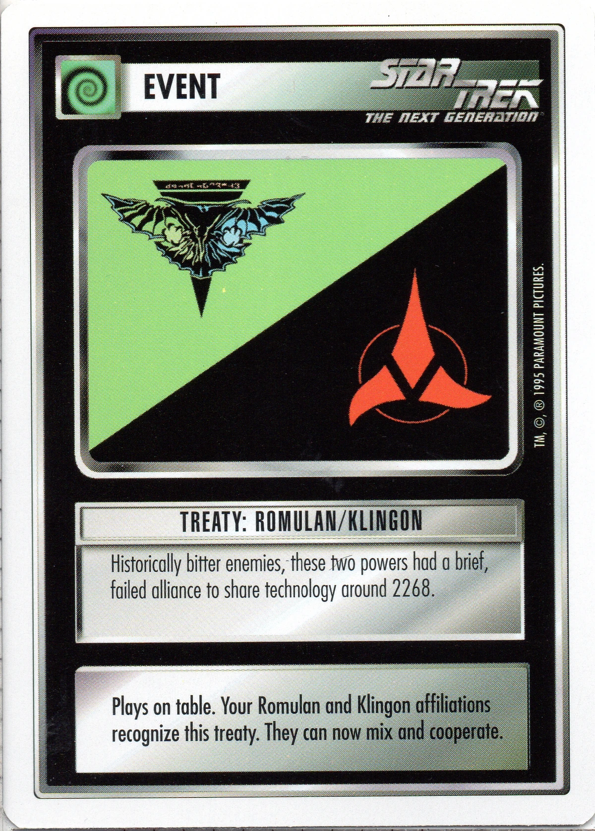 Treaty: Romulan/Klingon (PU95) | CardGuide Wiki | Fandom