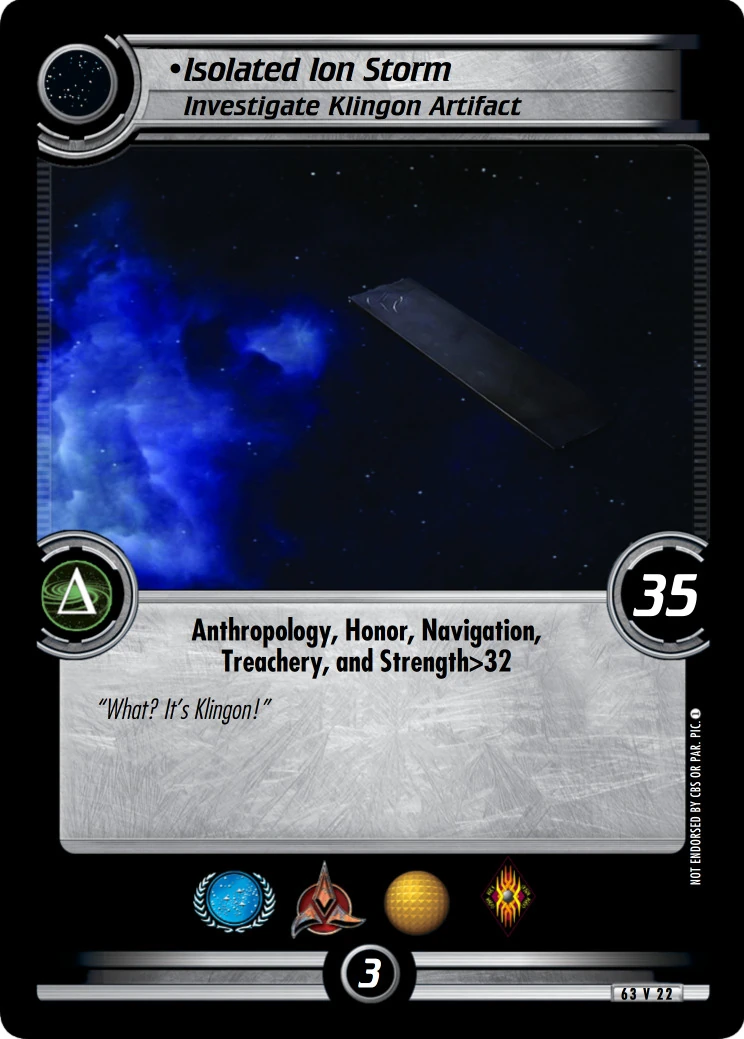 Isolated Ion Storm - Investigate Klingon Artifact (Phage) | CardGuide Wiki | Fandom