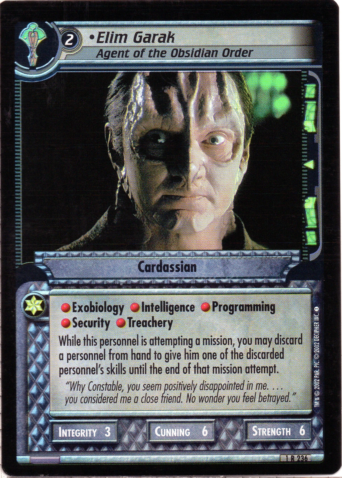 Elim Garak - Agent of the Obsidian Order (2E) (Foil) | CardGuide Wiki ...