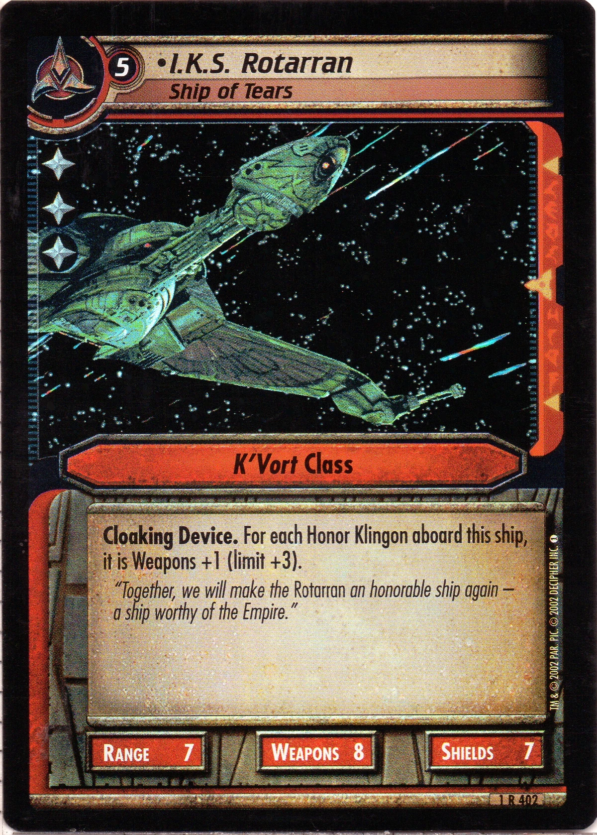 I.K.S. Rotarran - Ship of Tears (2E) (Foil) | CardGuide Wiki | Fandom
