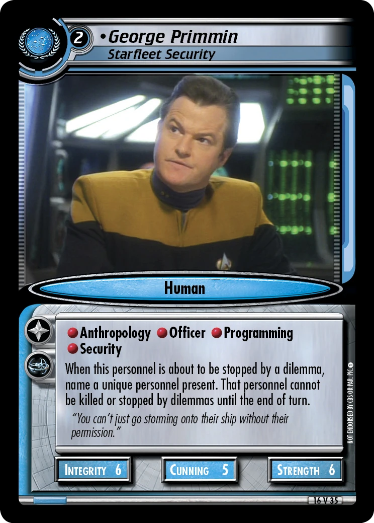 George Primmin - Starfleet Security (Errata) (FtB) | CardGuide Wiki ...