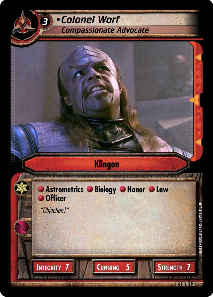 Colonel Worf - Compassionate Advocate (WNOHGB) | CardGuide Wiki | Fandom
