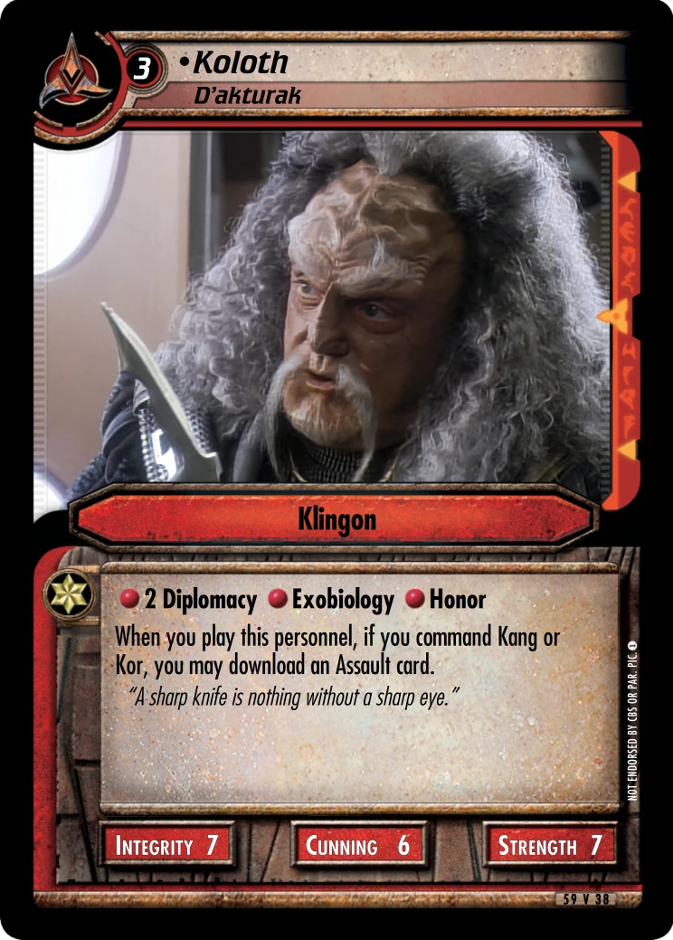 Koloth - D'akturak (SSK) | CardGuide Wiki | Fandom