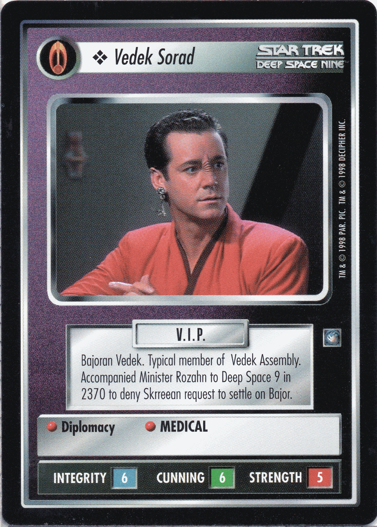 Vedek Sorad Ds9 Cardguide Wiki Fandom