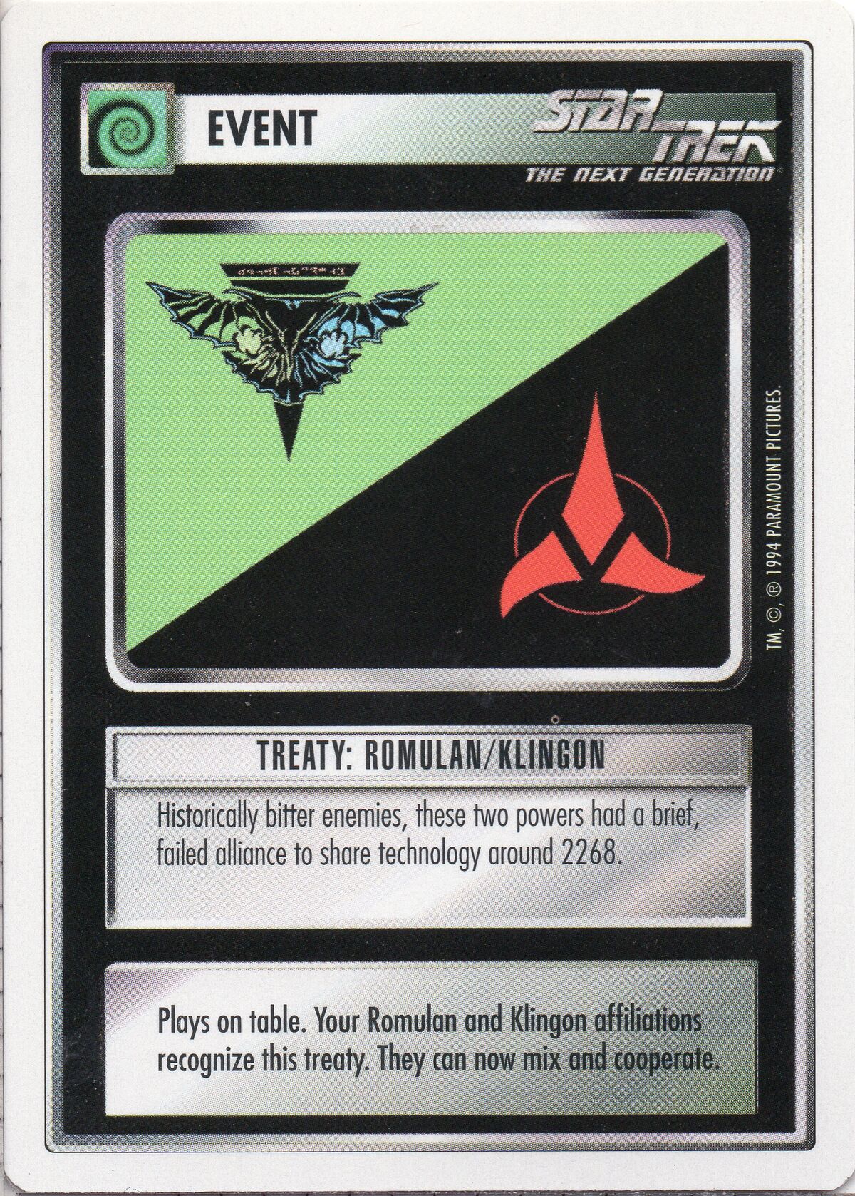 Treaty Romulanklingon Pu94 Cardguide Wiki Fandom