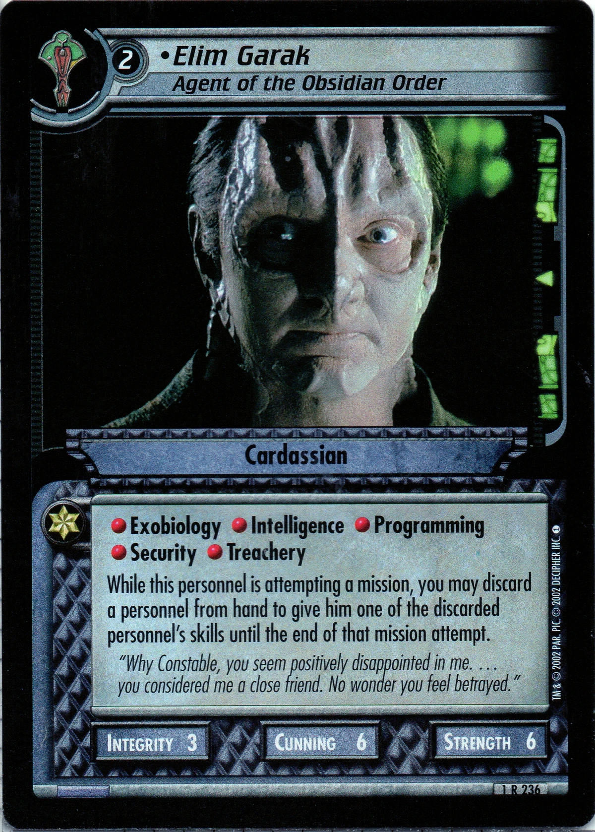 Elim Garak - Agent of the Obsidian Order (2E) | CardGuide Wiki | Fandom
