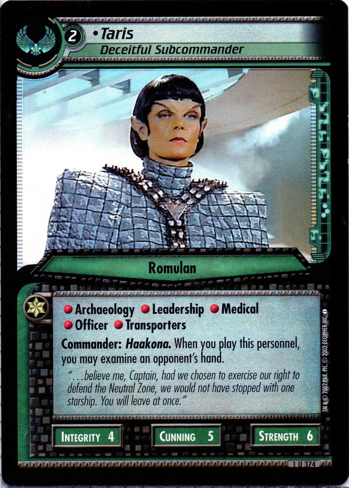 Taris - Deceitful Subcommander (2E) | CardGuide Wiki | Fandom