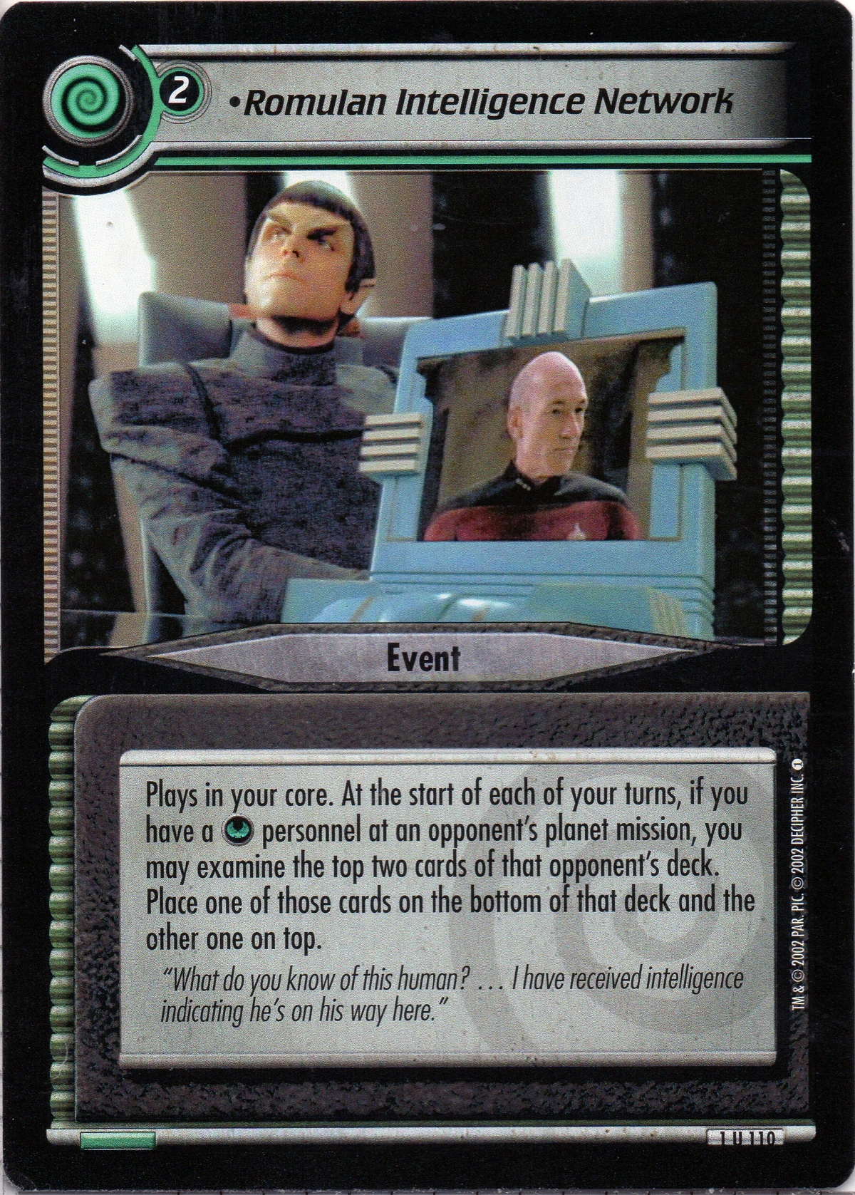 Romulan Intelligence Network (2E) | CardGuide Wiki | Fandom