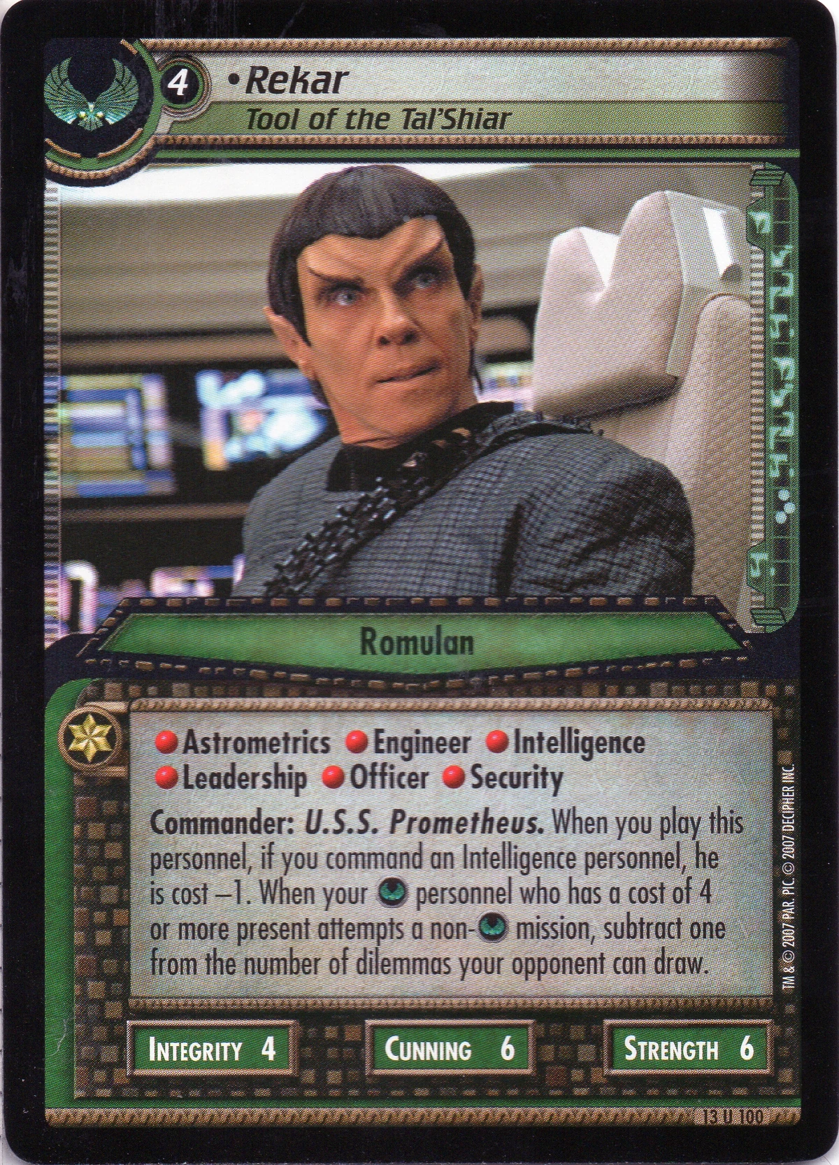 Rekar - Tool of the Tal'Shiar (IAMD) | CardGuide Wiki | Fandom