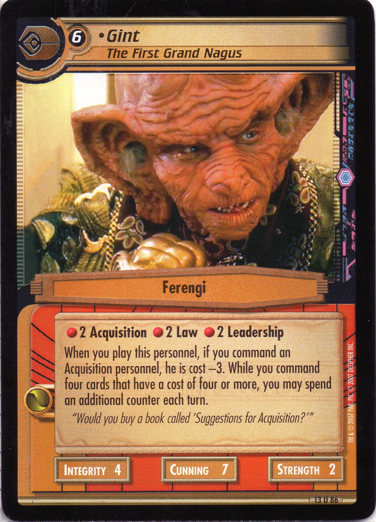 Gint - The First Grand Nagus (IAMD) | CardGuide Wiki | Fandom