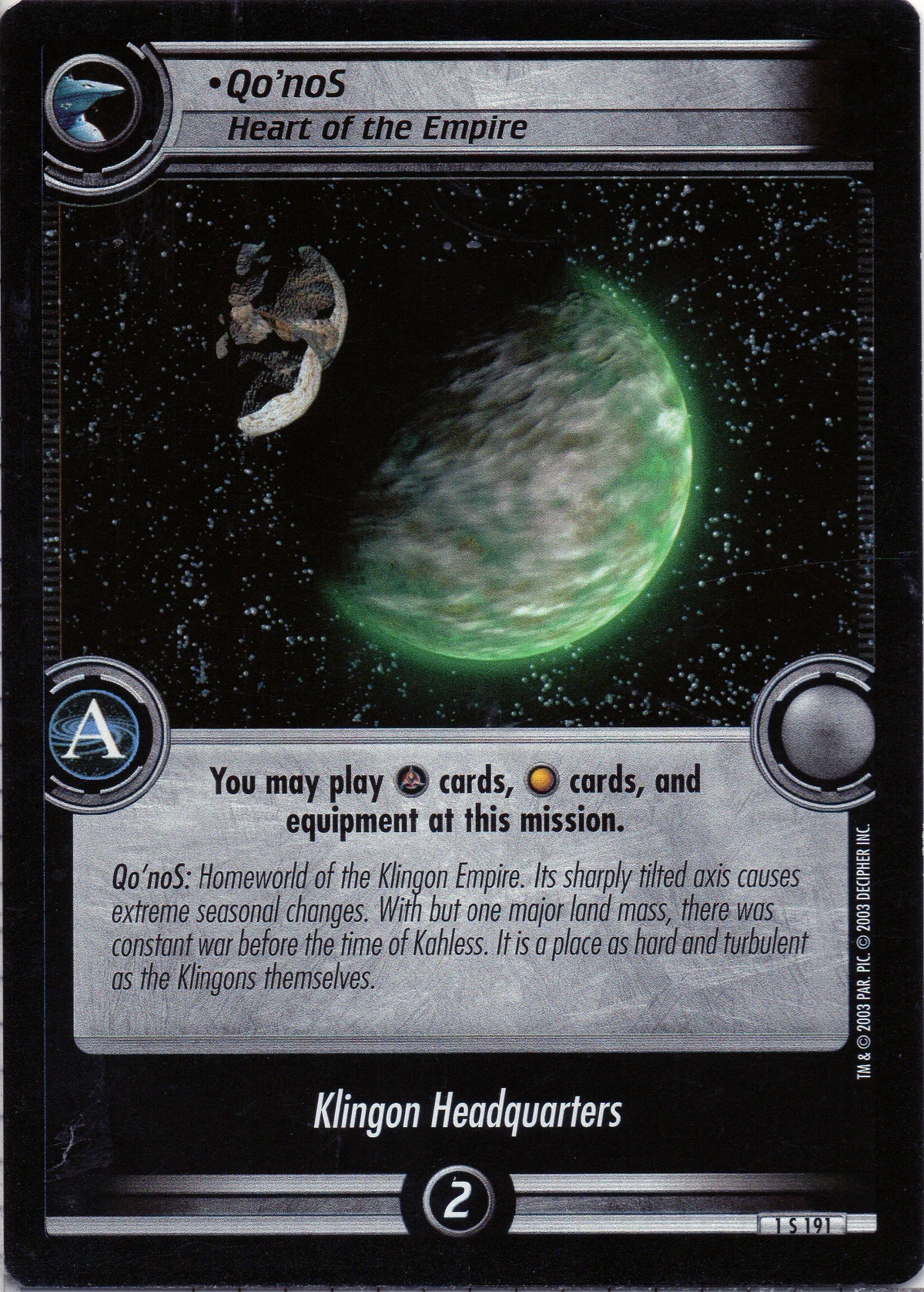 Qo'noS - Heart of the Empire (2E) (2003) | CardGuide Wiki | Fandom