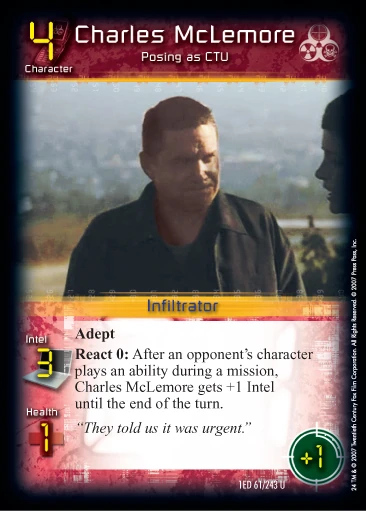 Charles McLemore - Posing as CTU (1E) | CardGuide Wiki | Fandom