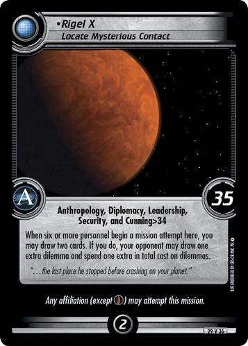 Rigel X - Locate Mysterious Contact (US) | CardGuide Wiki | Fandom