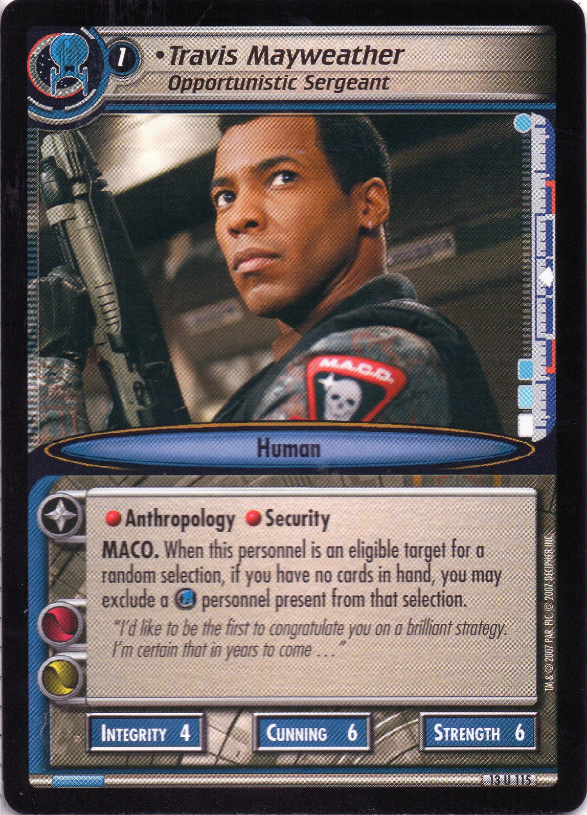 Travis Mayweather - Opportunistic Sergeant (IAMD) | CardGuide Wiki | Fandom