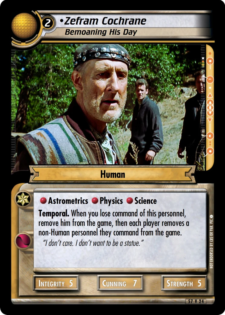 Zefram Cochrane - Bemoaning His Day (ClCiv) | CardGuide Wiki | Fandom