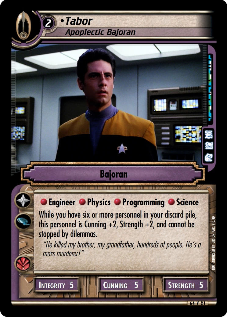 Tabor - Apoplectic Bajoran (FOW) | CardGuide Wiki | Fandom