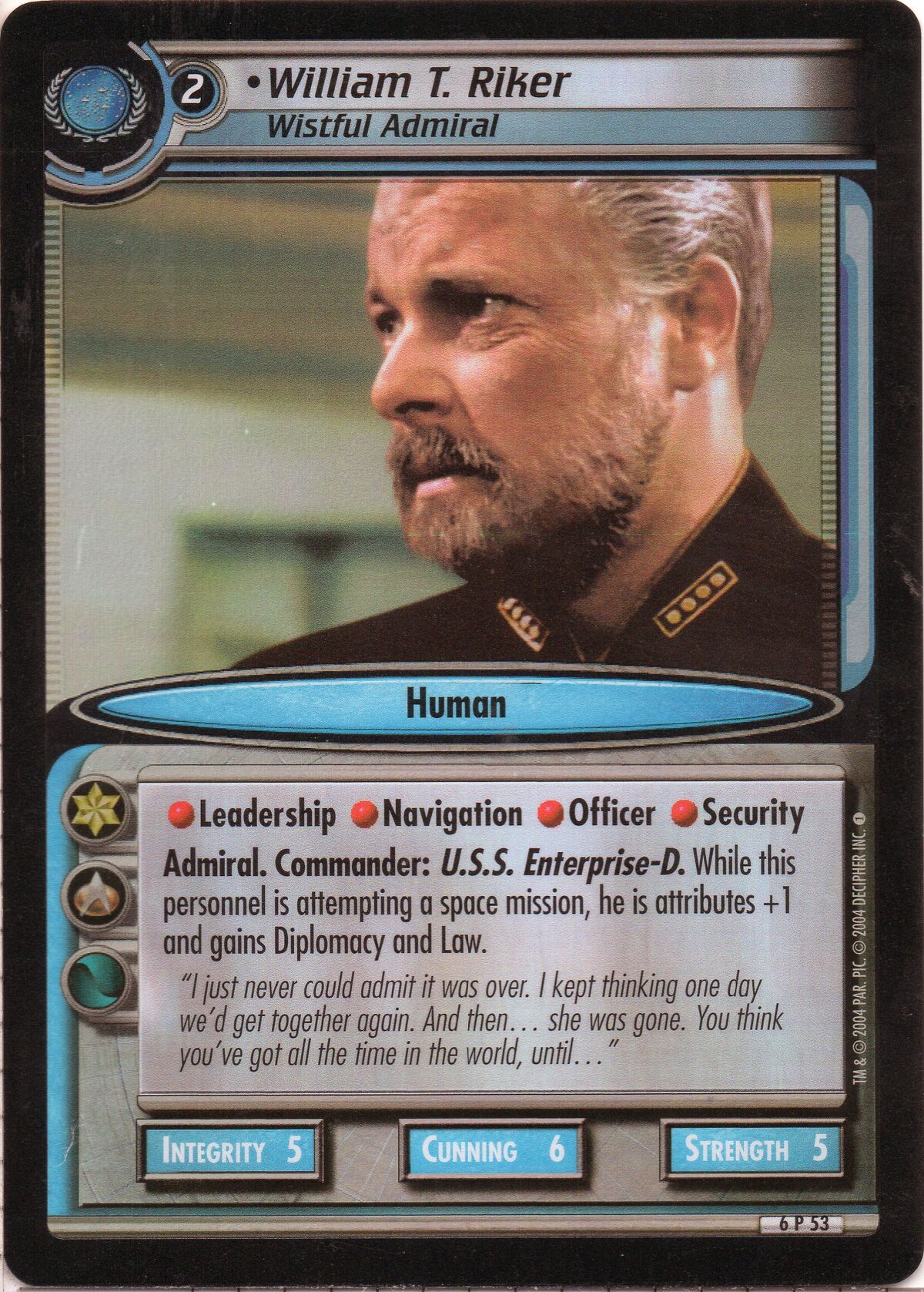 William T Riker Wistful Admiral Rf2 Cardguide Wiki Fandom