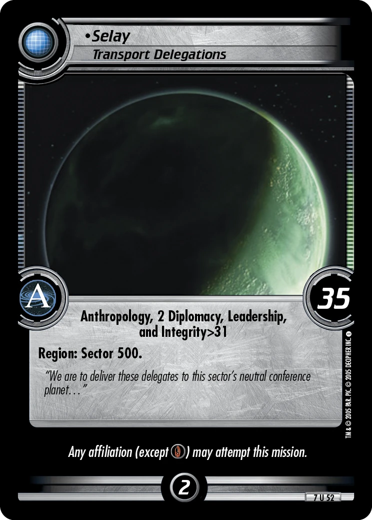 Selay - Transport Delegations (Errata) (SNW) | CardGuide Wiki | Fandom