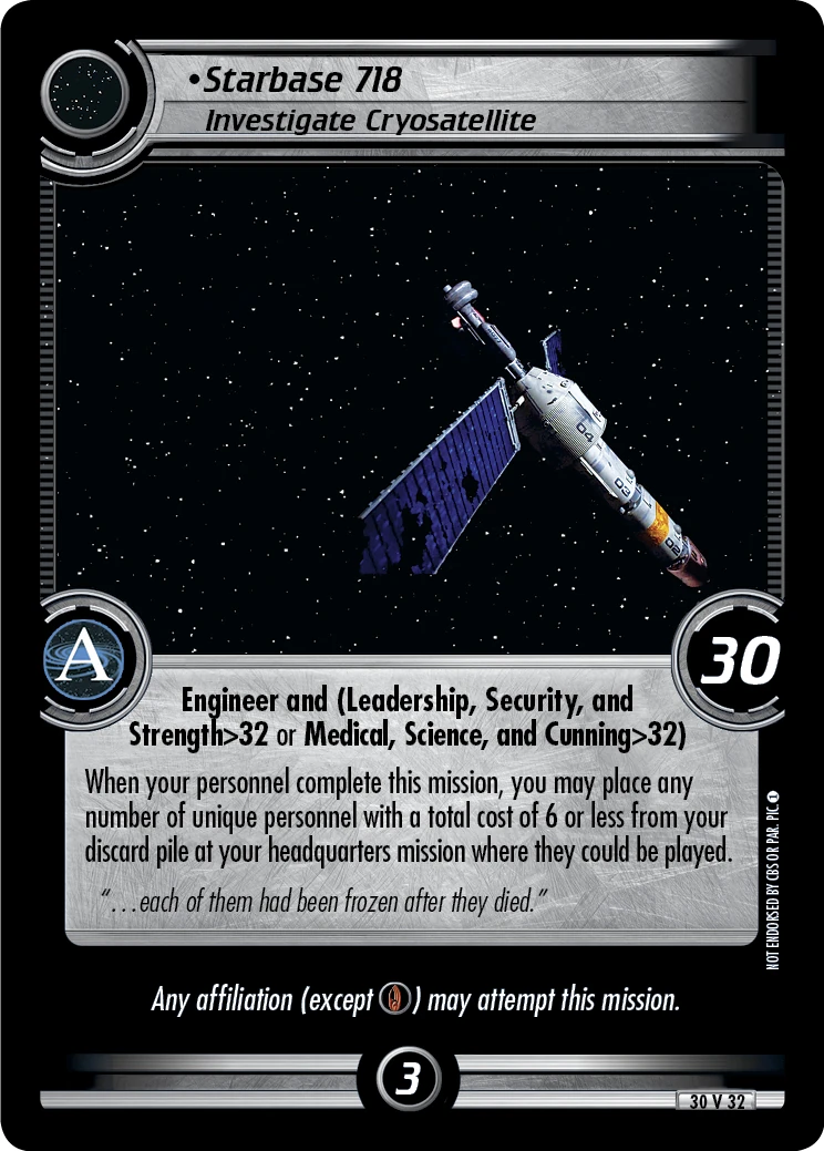 Starbase 718 - Investigate Cryosatellite (RtG) | CardGuide Wiki | Fandom