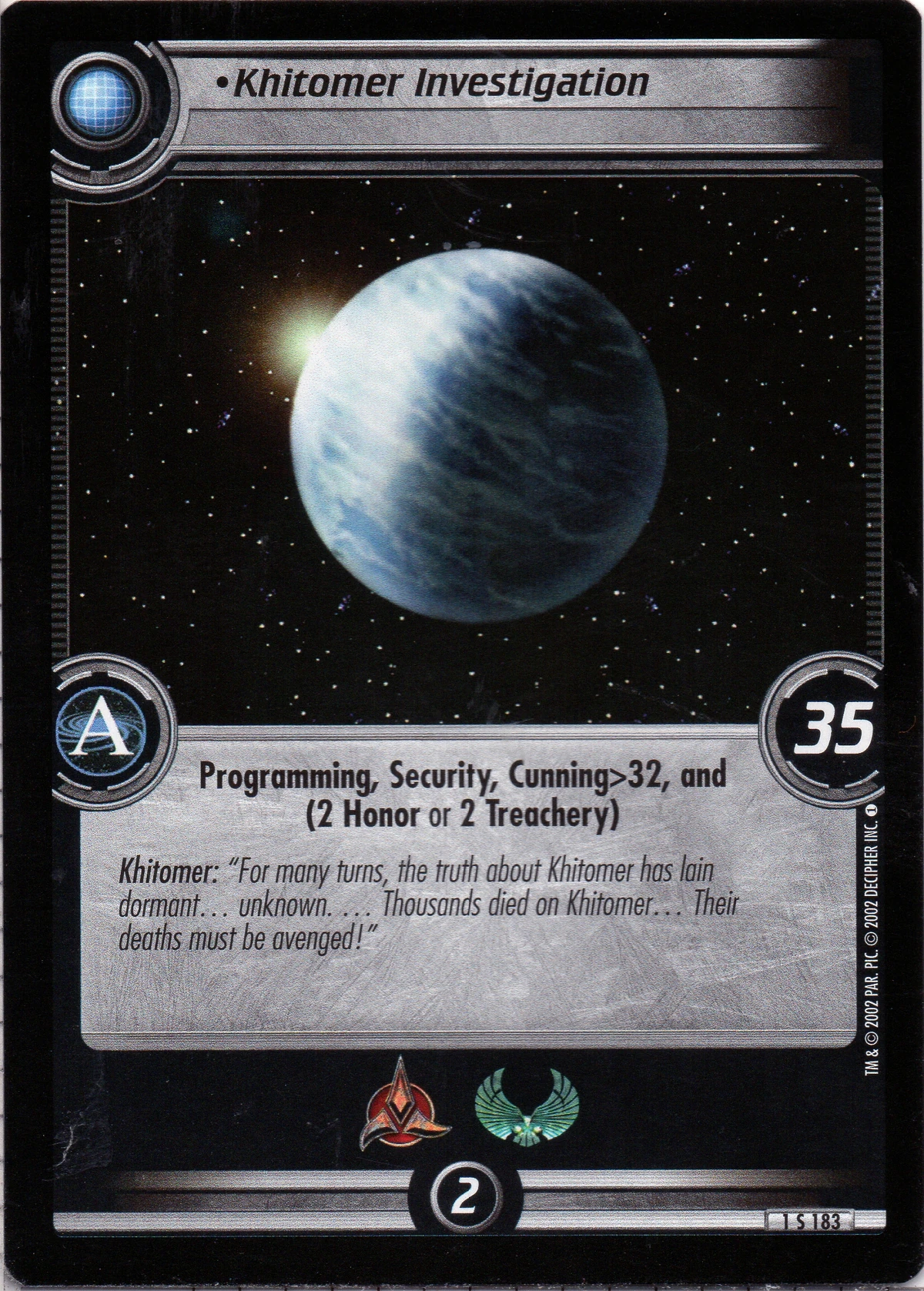 Khitomer Investigation (2E) | CardGuide Wiki | Fandom