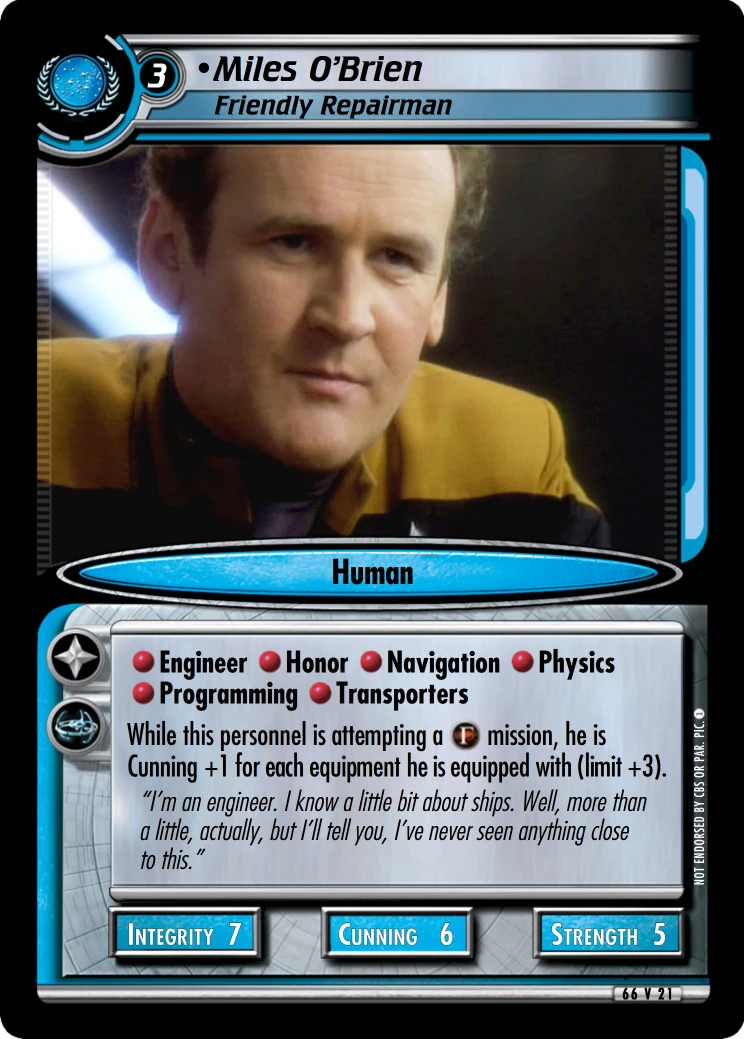 Miles O'Brien - Friendly Repairman (WNOHGB) | CardGuide Wiki | Fandom