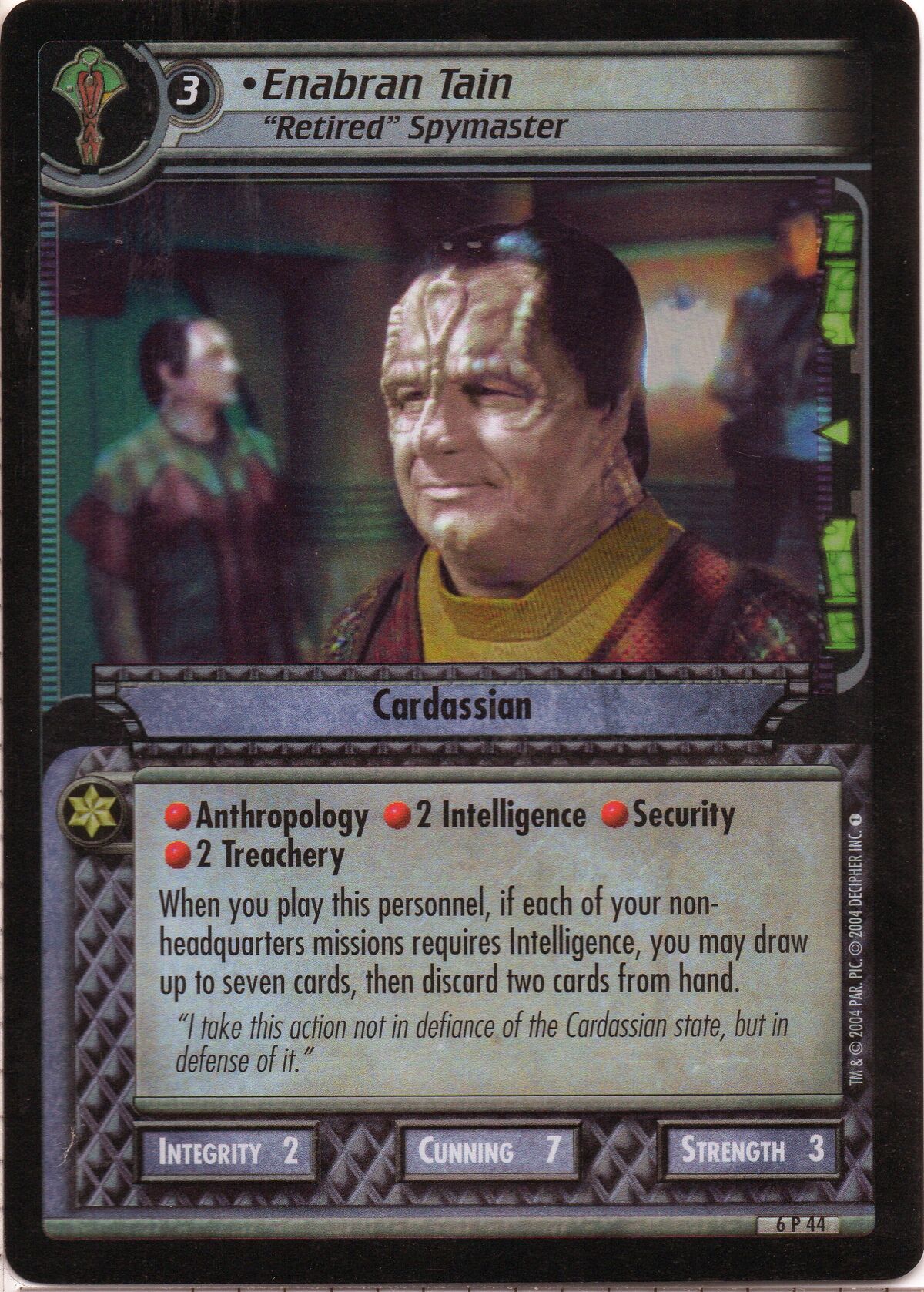 Enabran Tain Retired Spymaster Rf2 Cardguide Wiki Fandom