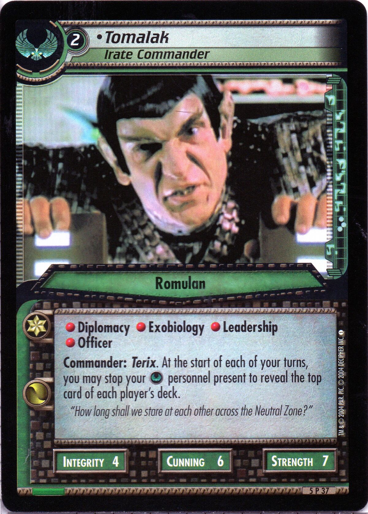 Tomalak Irate Commander Ft Cardguide Wiki Fandom