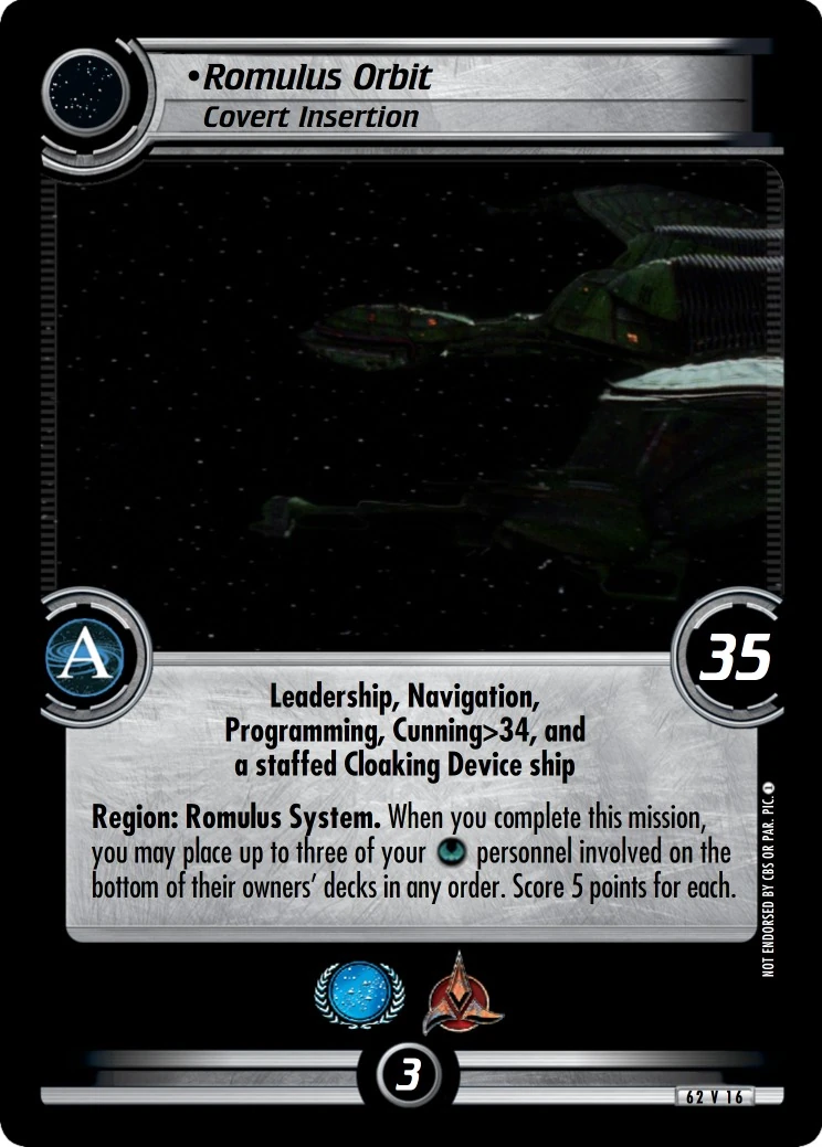 Romulus Orbit - Covert Insertion (CM) | CardGuide Wiki | Fandom