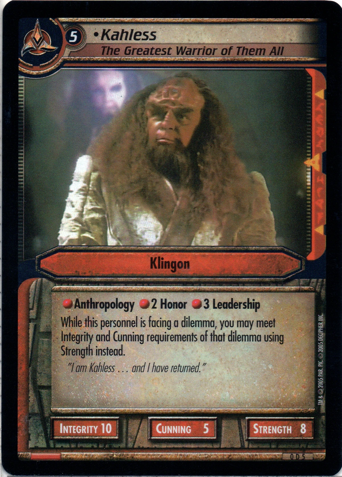 Kahless - The Greatest Warrior of Them All (P) | CardGuide Wiki | Fandom