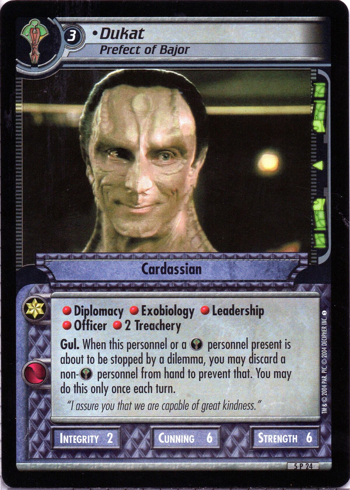 Dukat Prefect Of Bajor Ft Cardguide Wiki Fandom