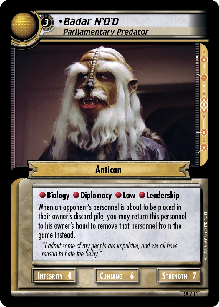 Badar N'D'D - Parliamentary Predator (TOD) | CardGuide Wiki | Fandom