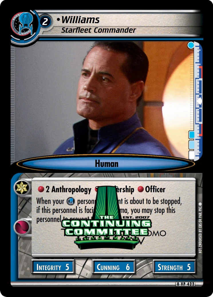 Williams - Starfleet Commander (VP TCC) | CardGuide Wiki | Fandom