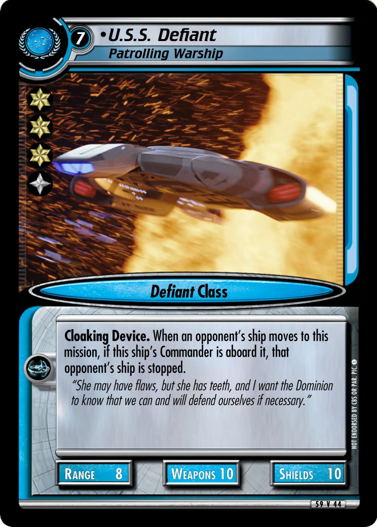 U.S.S. Defiant - Patrolling Warship (SSK) | CardGuide Wiki | Fandom