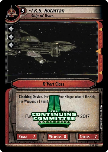 I.K.S. Rotarran - Ship of Tears (VP TCC) | CardGuide Wiki | Fandom