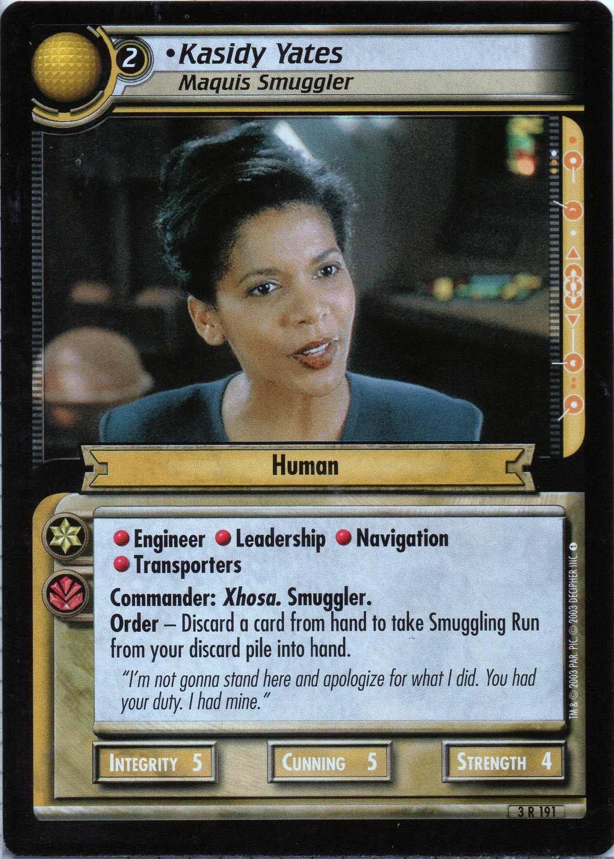 Kasidy Yates - Maquis Smuggler (CtA) | CardGuide Wiki | Fandom