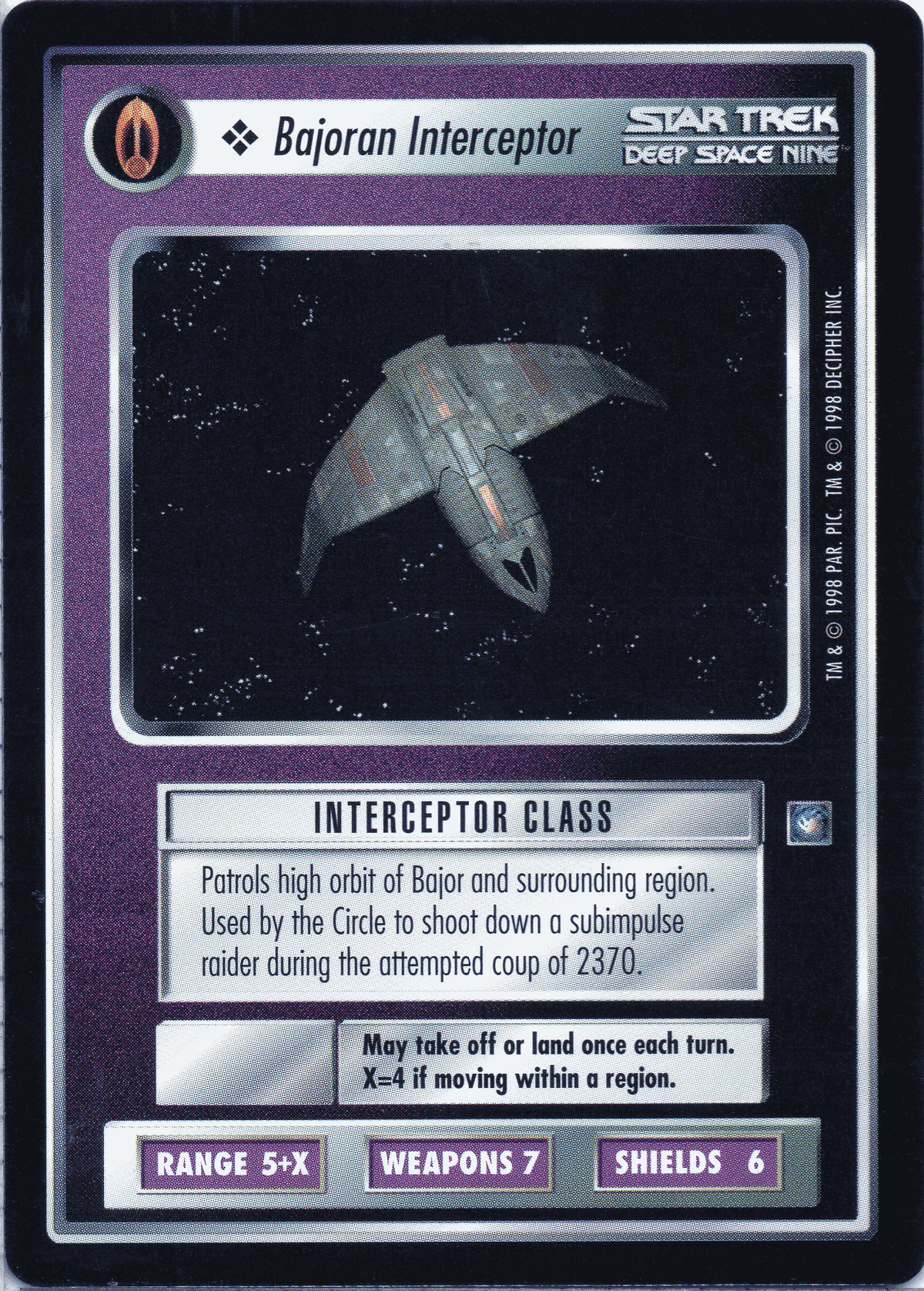 Bajoran Interceptor Ds9 Cardguide Wiki Fandom