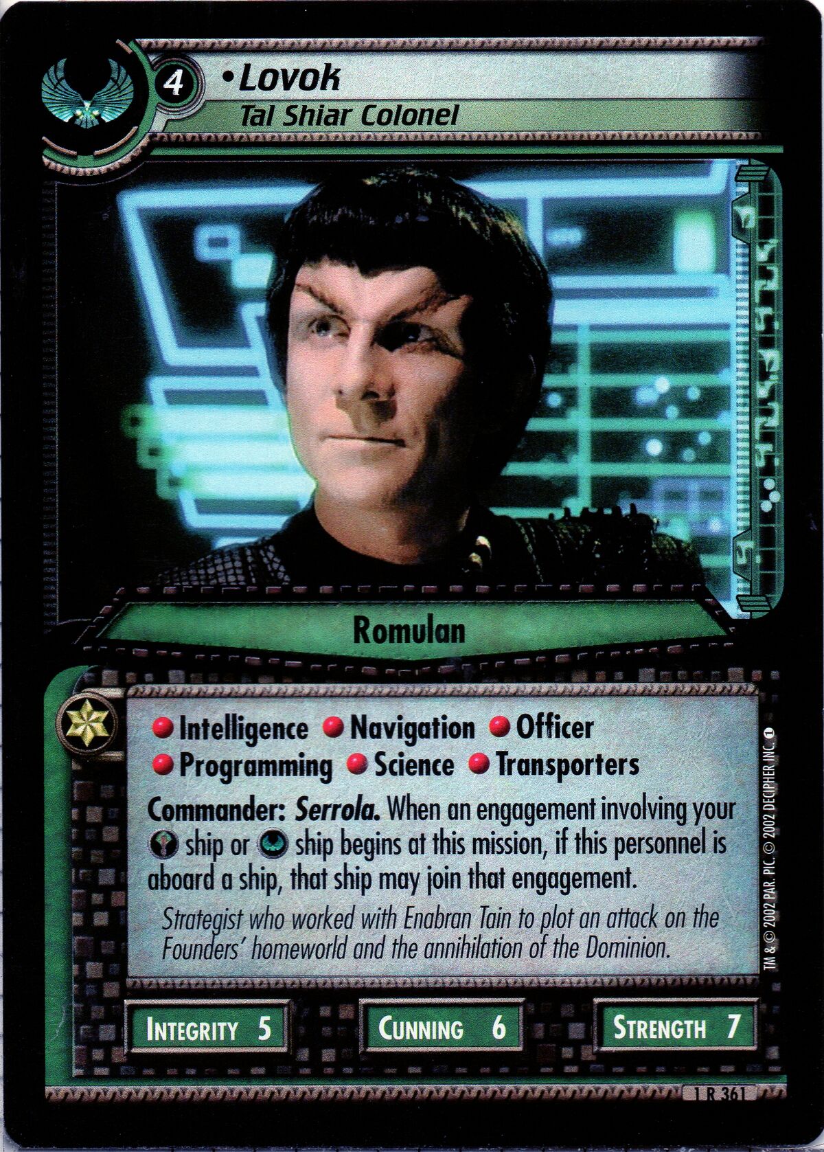 Lovok - Tal Shiar Colonel (2E) | CardGuide Wiki | Fandom