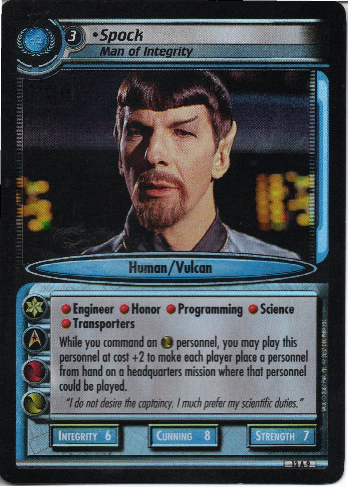 Spock - Man of Integrity (Archive) | CardGuide Wiki | Fandom