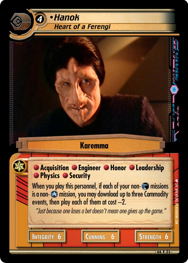 Hanok - Heart of a Ferengi (WNOHGB) | CardGuide Wiki | Fandom