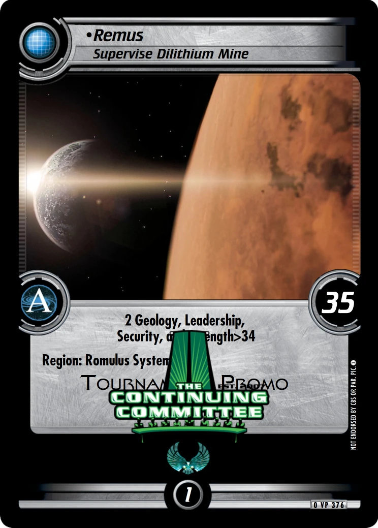 Remus - Supervise Dilithium Mine (VP TCC) | CardGuide Wiki | Fandom